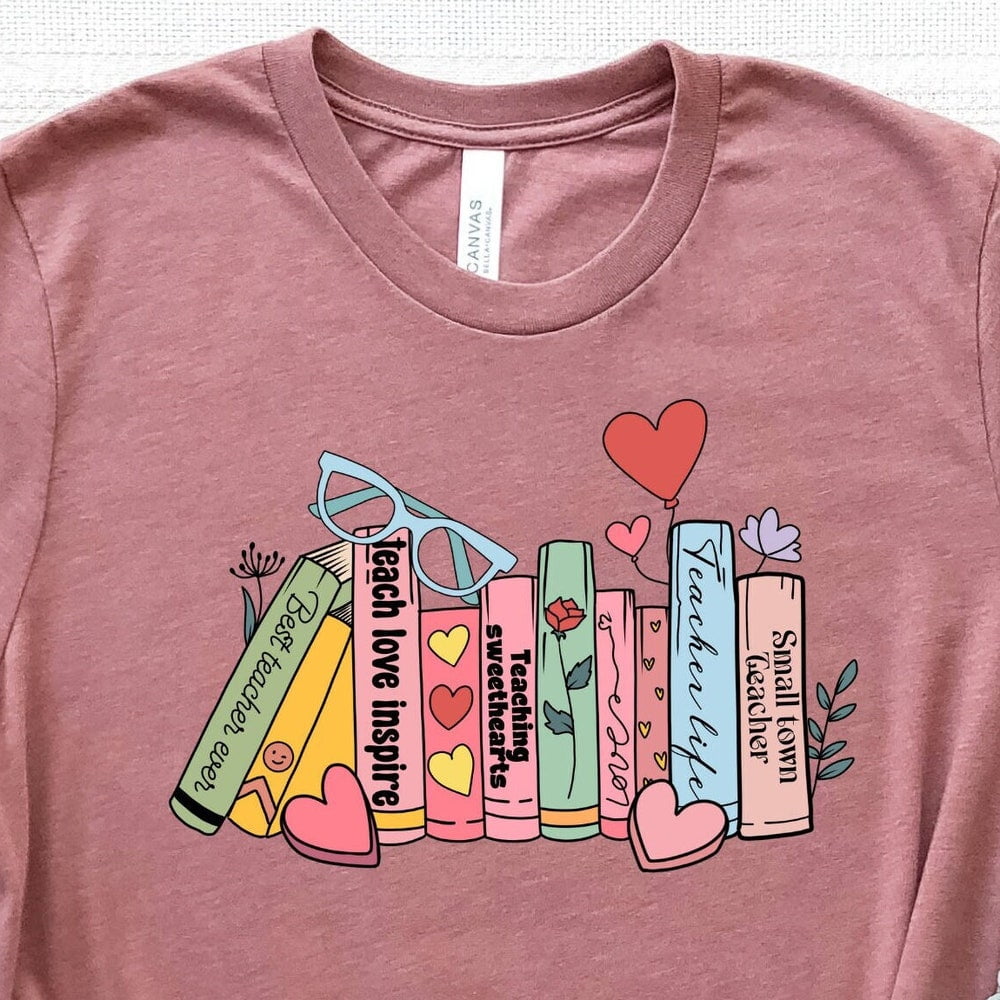 DOPASHIRT Teach Love Inspire Books Shirt, Teaching T-Shirt, Best ...