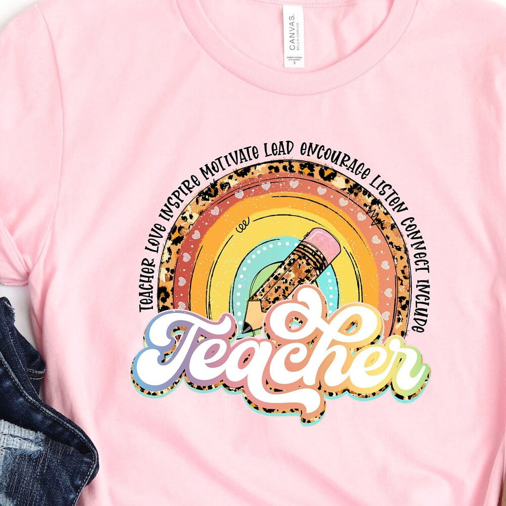 DOPASHIRT Teacher Rainbow Shirt, Teach Love Inspire, Inspirational ...