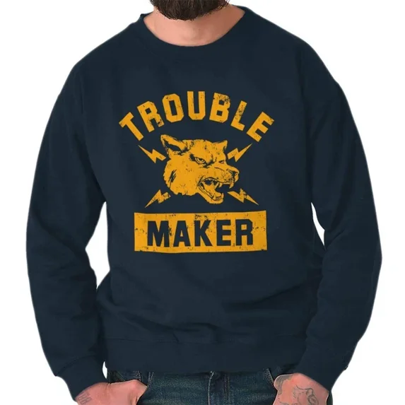 DOPASHIRT Troublemaker Funny Hangry Rebel Wolf Pack Crew Sweatshirt ...