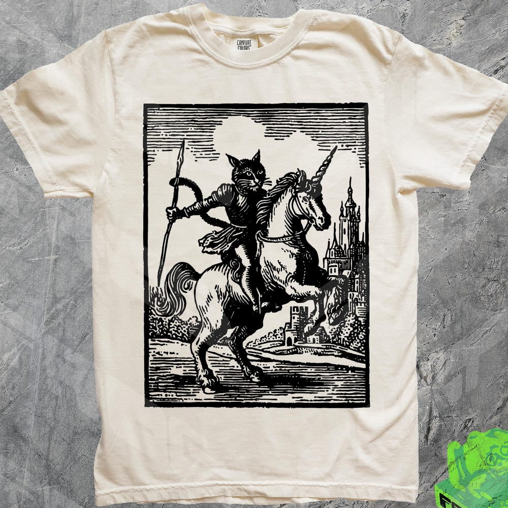 DOPASHIRT Unicorn Cat Knight Graphic Tshirt, Vintage 90S Tee ...