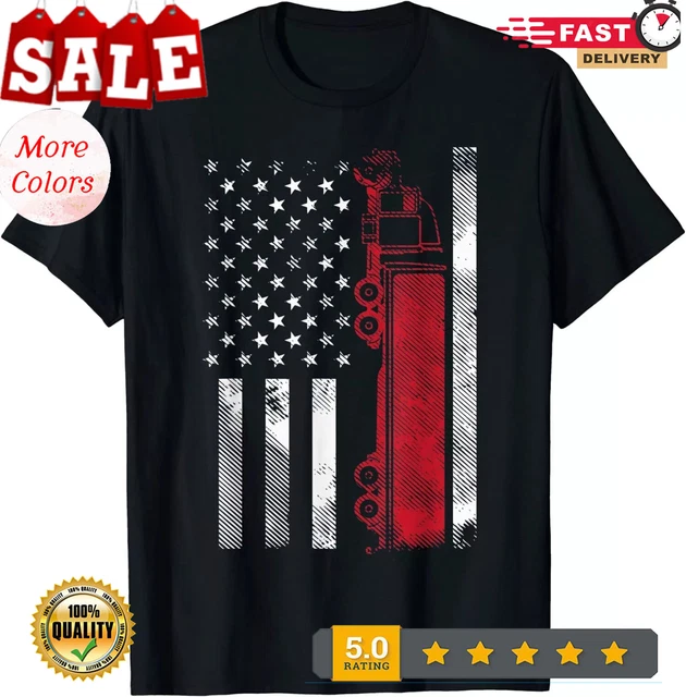 DOPASHIRT Us American Flag Semi Truck Driver 18 Wheeler Trucker Unisex ...