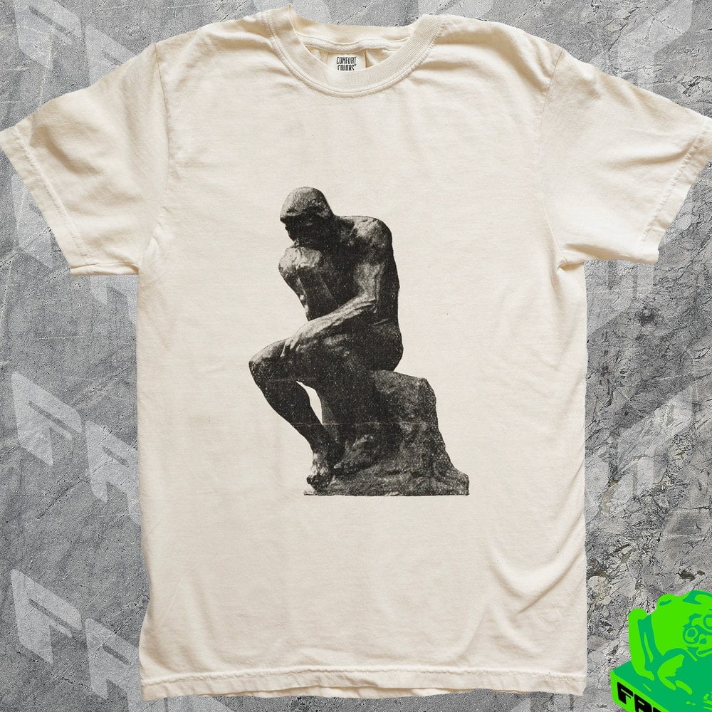 DOPASHIRT Vintage Distressed Thinker Shirt, Retro Creepy 90S Dark Art ...