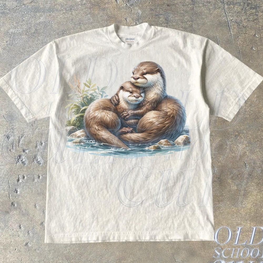 DOPASHIRT Vintage Two River Otters Cuddling Wilderness 90S T Shirt ...