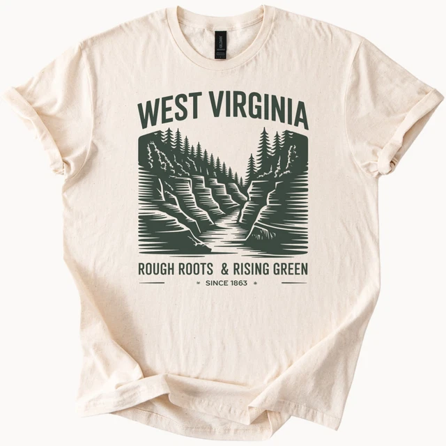 DOPASHIRT West Virginia Graphic T Shirt Rough Roots Rising Green ...