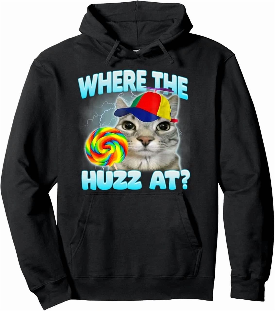 DOPASHIRT Where The Huzz At Gen Z Cat Hoodie Outdoor Hoodie, Trendy ...
