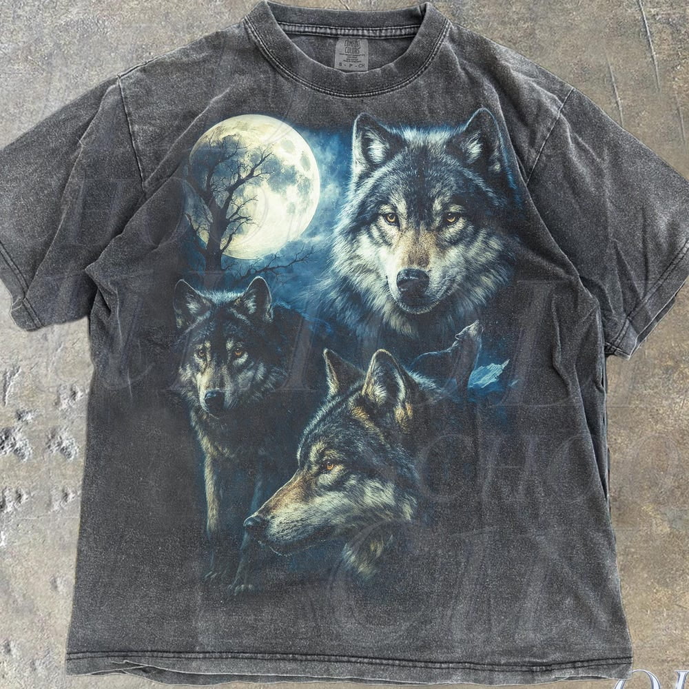 DOPASHIRT Wolf Vintage 90S Graphic Style Tshirt, Grunge Retro Alpha ...