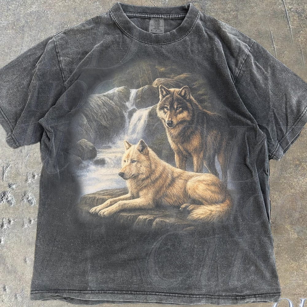 DOPASHIRT Wolf Vintage 90S Graphic Style Tshirt, Grunge Retro Wolf ...