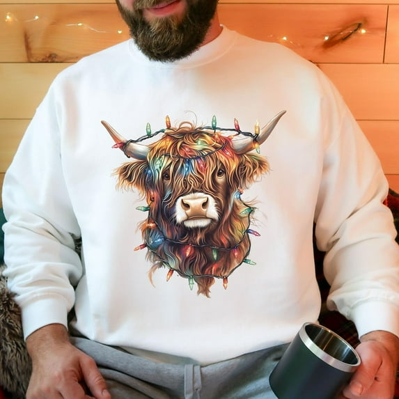 DOPASHIRT Xmas Cow Sweatshirt, Holiday Cow Jumper, Festive Cattle ...