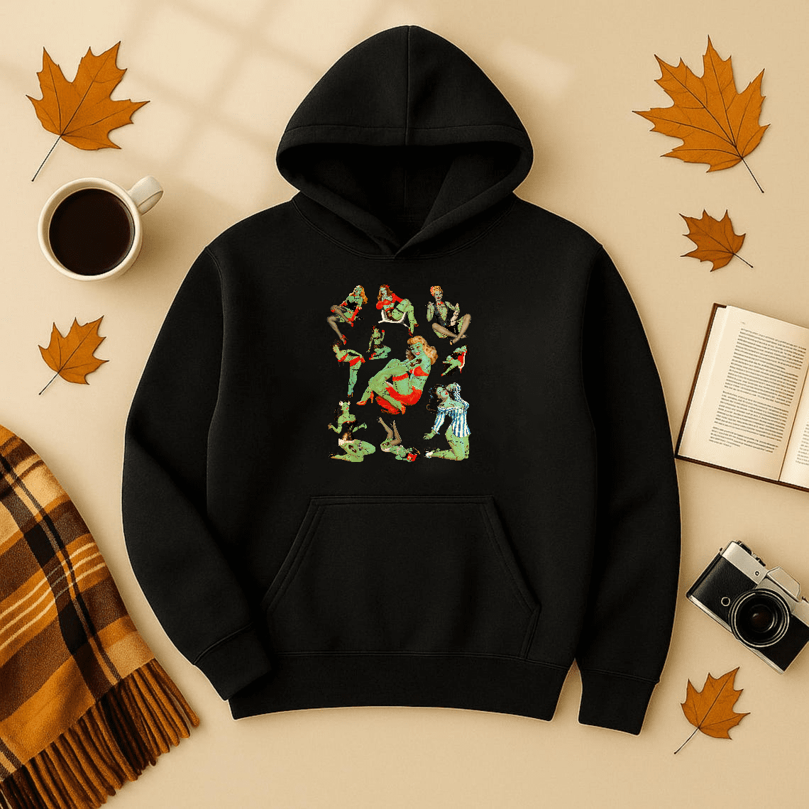 DOPASHIRT Zombie Pin Up Girl Hal.Low.Een Cute Collage Apocalypse Hoodie Outdoor Hoodie, Trendy ...