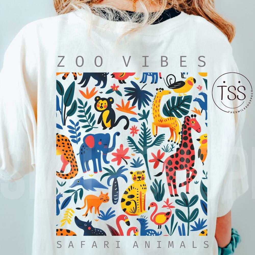 DOPASHIRT Zoo Vibes Safari Animals Shirt Kindergarten Zoo Crew Shirt ...