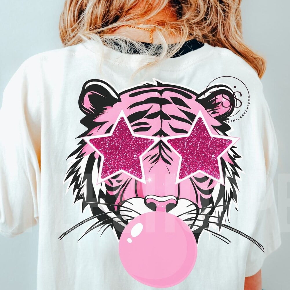DOPASHIRT tiger blowing bubble Shirt Tiger Shirt Tigers Mascot Preppy ...