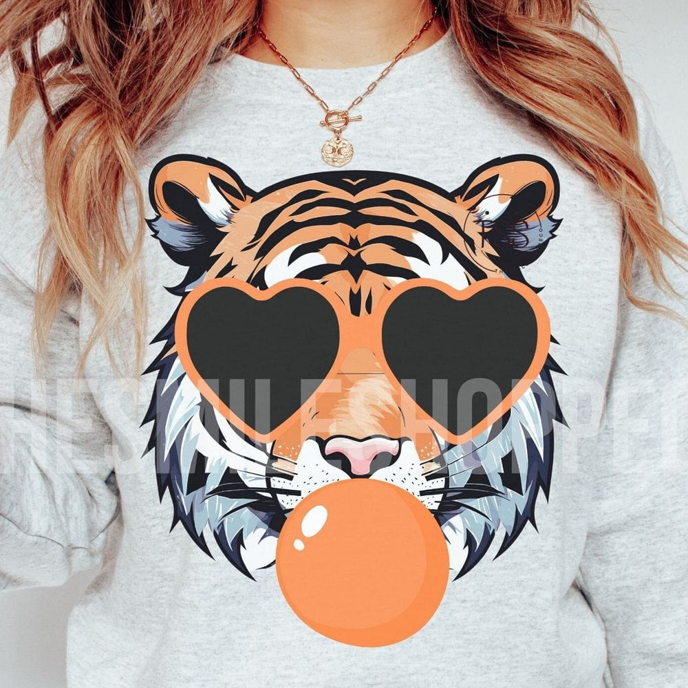 DOPASHIRT tiger blowing bubble Shirt Tiger Shirt Tigers Mascot Preppy ...