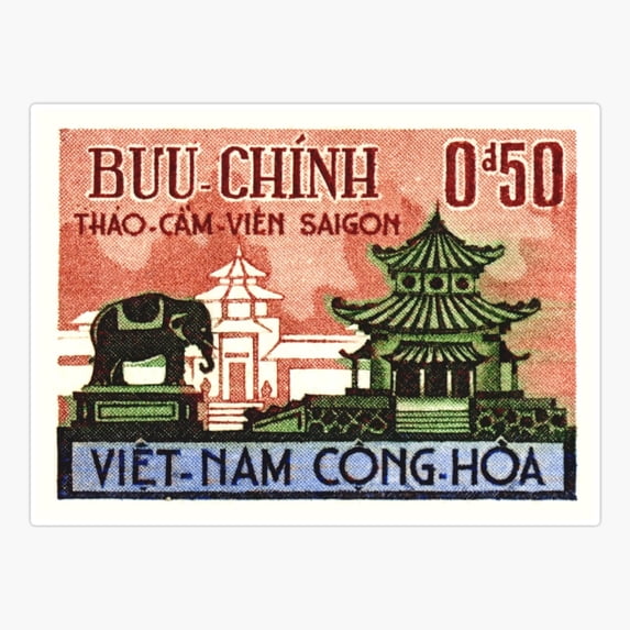 DOPASTICKER 1964 Vietnam Saigon Zoo Postage Sticker, Phone Sticker Car ...
