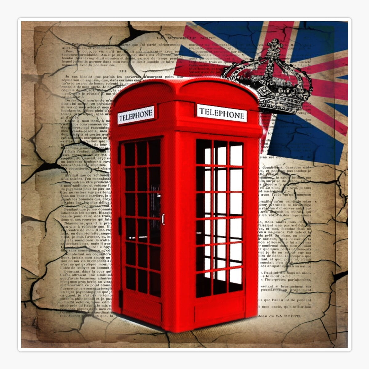 DOPASTICKER 1980S Rustic Dark Academia Union Jack Retro London ...