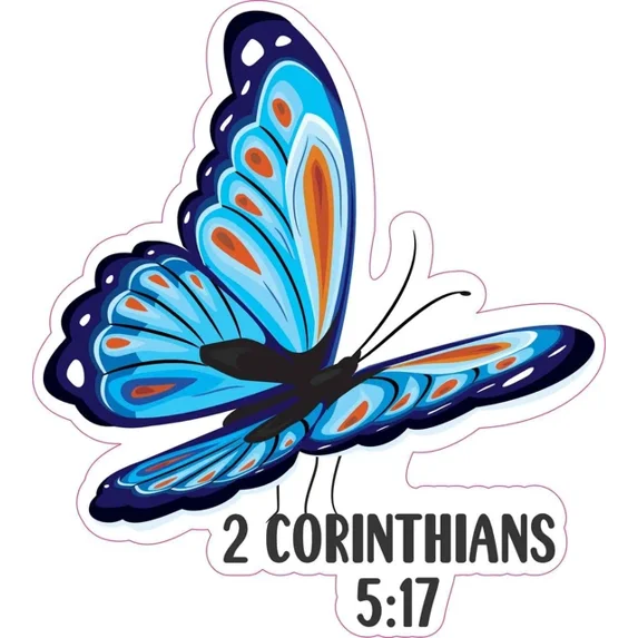 DOPASTICKER 2 Corinthians 5:17 Butterfly Sticker Phone Sticker, Latop ...