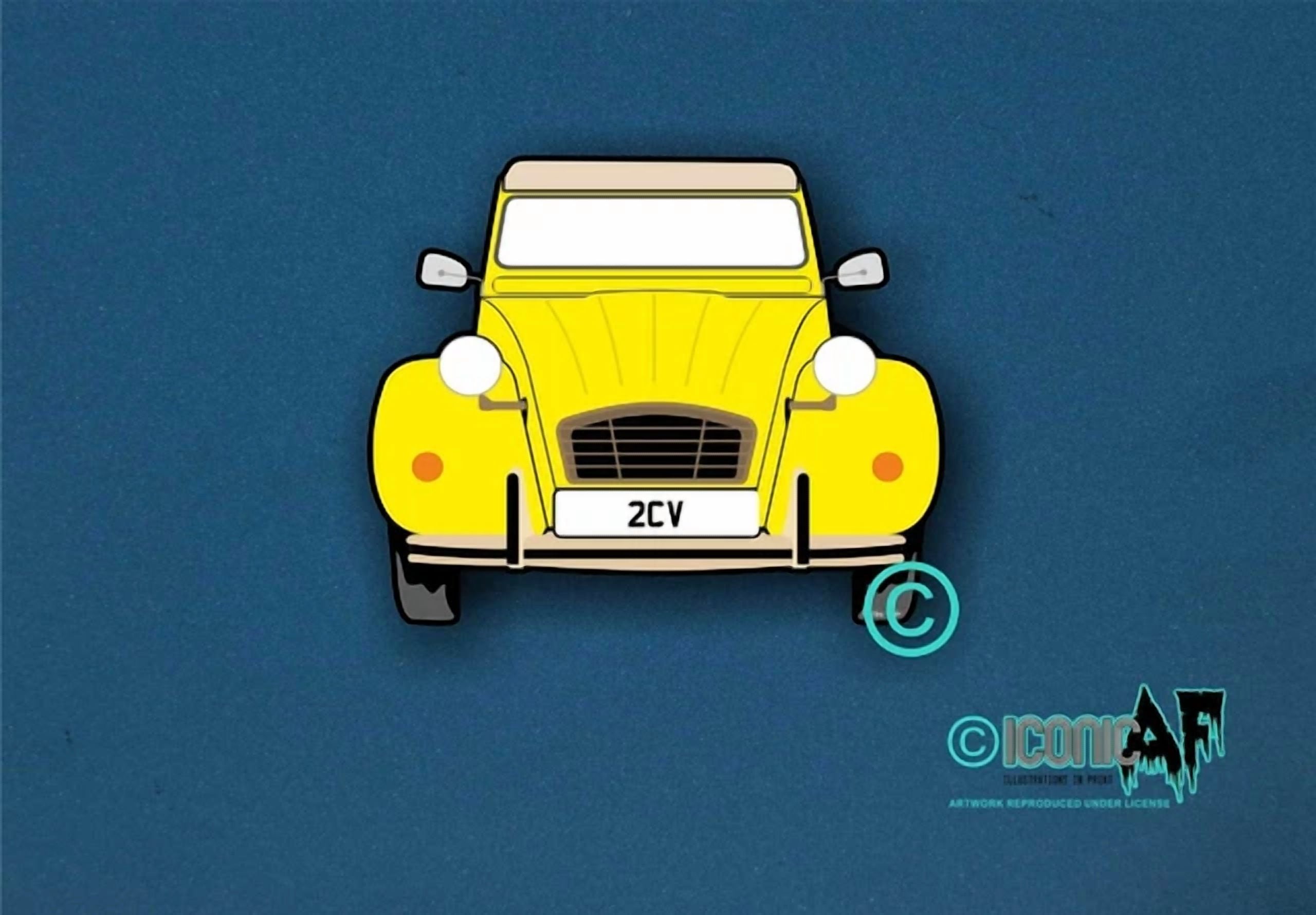 DOPASTICKER 2Cv Car Sticker Yellow, Laptop Phone Water Bottle Stickers ...