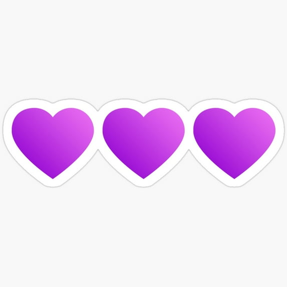 DOPASTICKER 3 Purple Hearts Sticker Phone Sticker, Latop Sticker, Lover ...