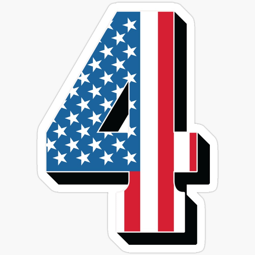 DOPASTICKER 4 - American Flag Text Sticker Fourth Of July Sticker ...