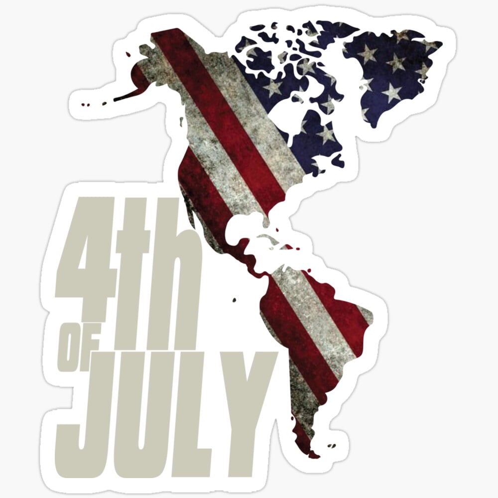 DOPASTICKER 4Th Of July American Flag Design With North And South ...