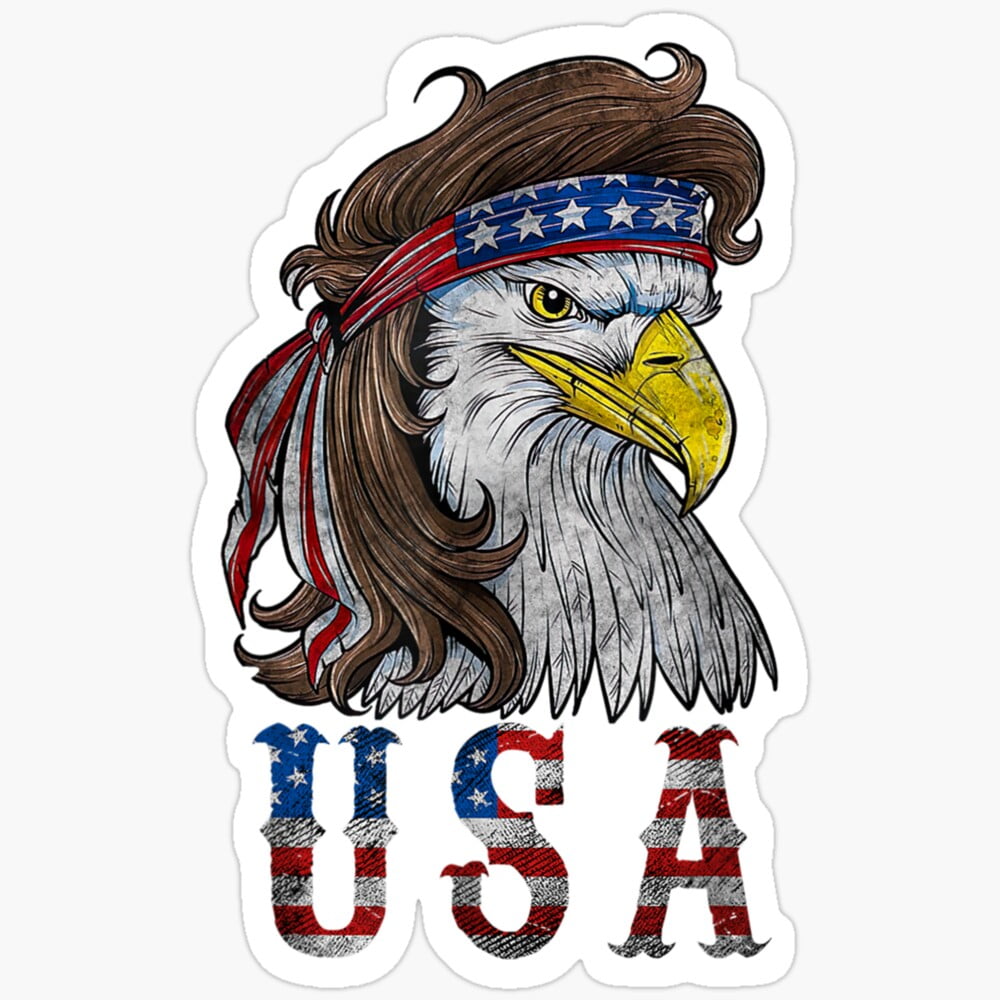 DOPASTICKER 4Th Of July Eagle Mullet Usa 4Th Of July American Flag ...