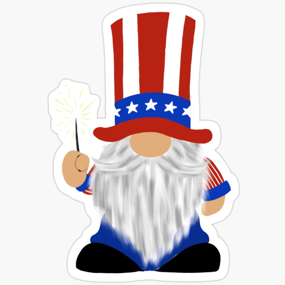 DOPASTICKER 4Th Of July Gnome Sticker Fourth Of July Sticker, Memorial ...