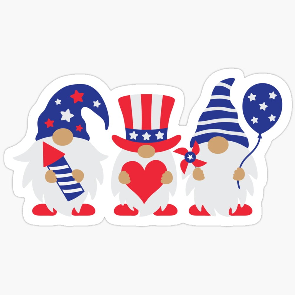 DOPASTICKER 4Th Of July Gnomes Sticker Fourth Of July Sticker, Memorial ...