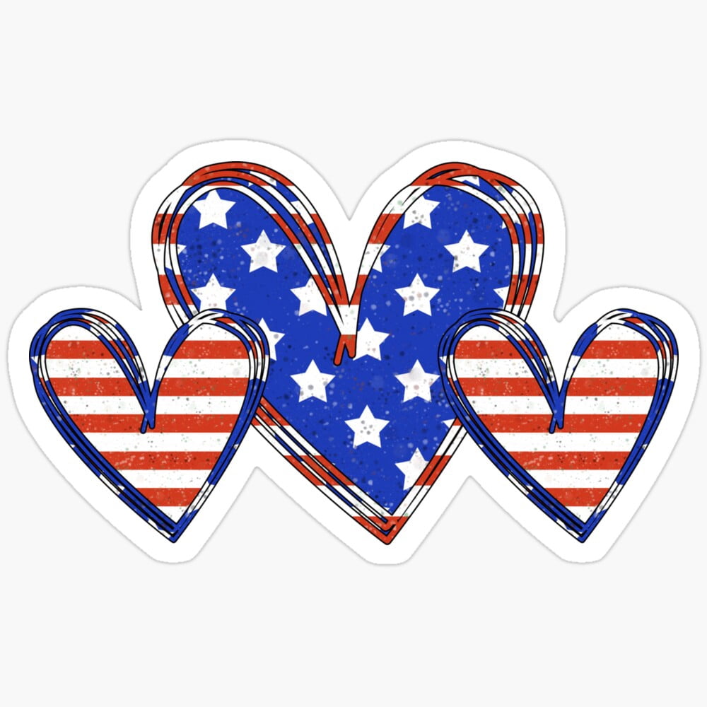 DOPASTICKER 4Th Of July Hearts, Stars And Stripes. Independence Day ...