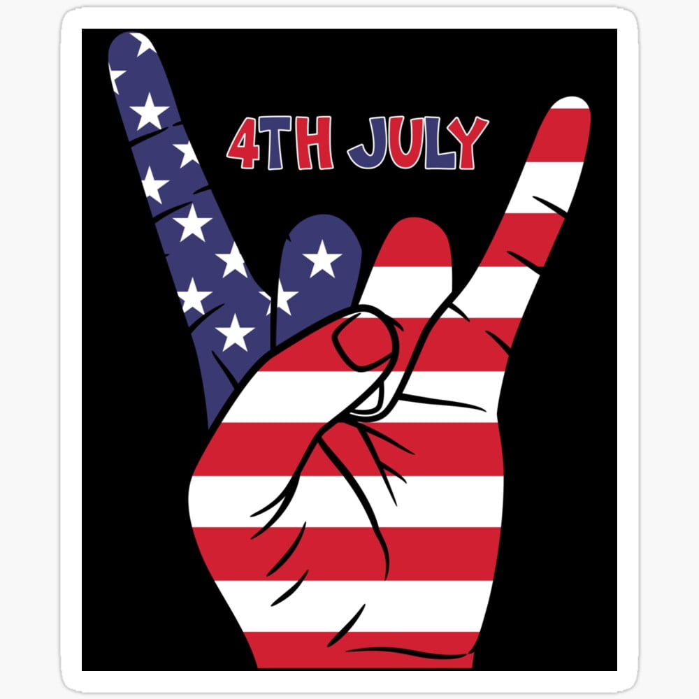 DOPASTICKER 4Th July Love Usa Sign Hand Sticker Fourth Of July Sticker ...