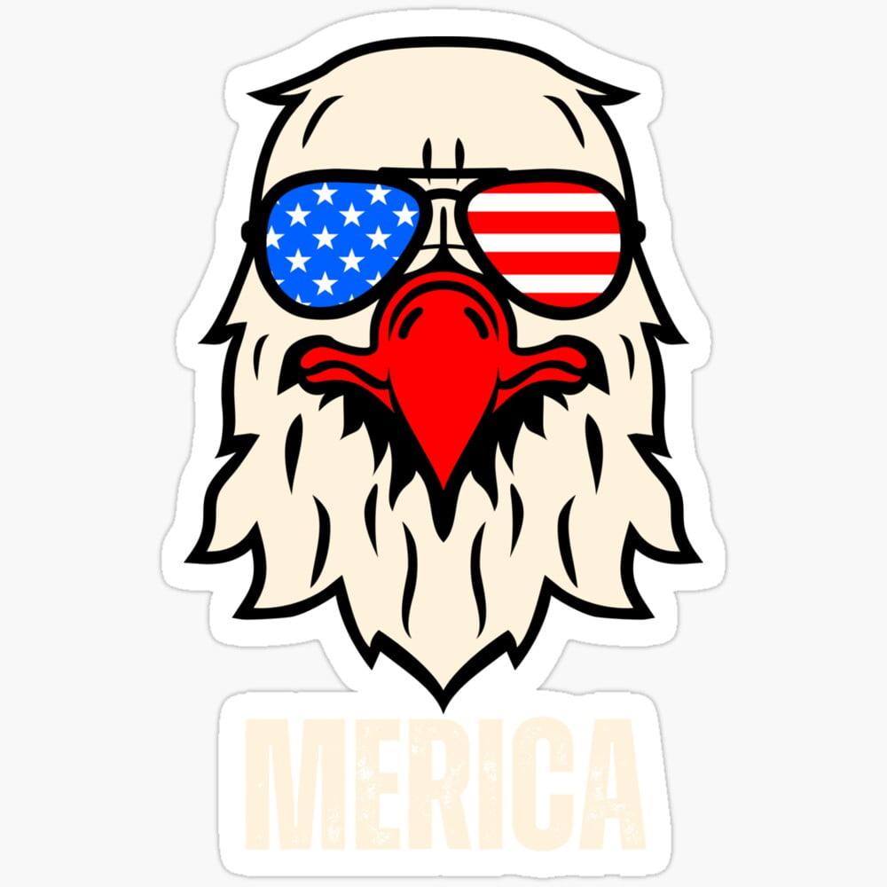 DOPASTICKER 4Th Of July Merica Sunglasses Sticker Eagle Usa Flag ...