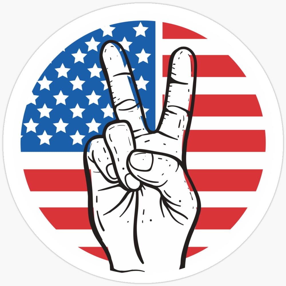 DOPASTICKER 4Th Of July Peace Hand Sign American Flag Patriotic Usa ...