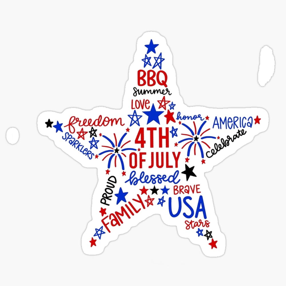 DOPASTICKER 4Th Of July Star Sticker Fourth Of July Sticker, Memorial ...