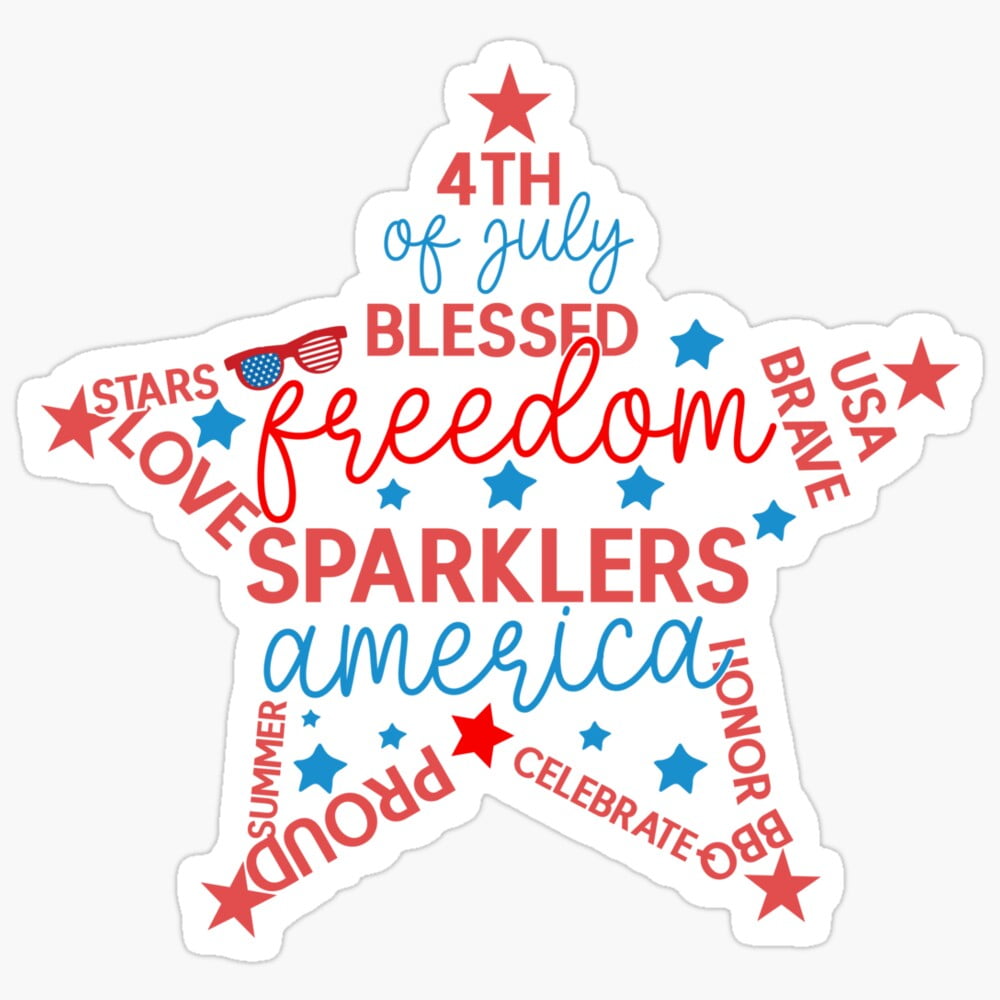DOPASTICKER 4Th Of July Sticker,Star Design Sticker Fourth Of July ...
