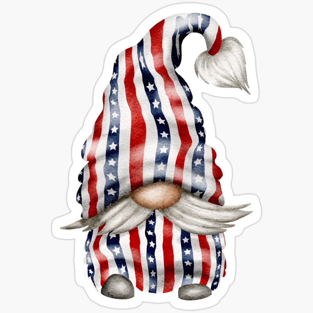 DOPASTICKER 4Th Of July Gnome, American Gnome Sticker Phone Decal Water ...
