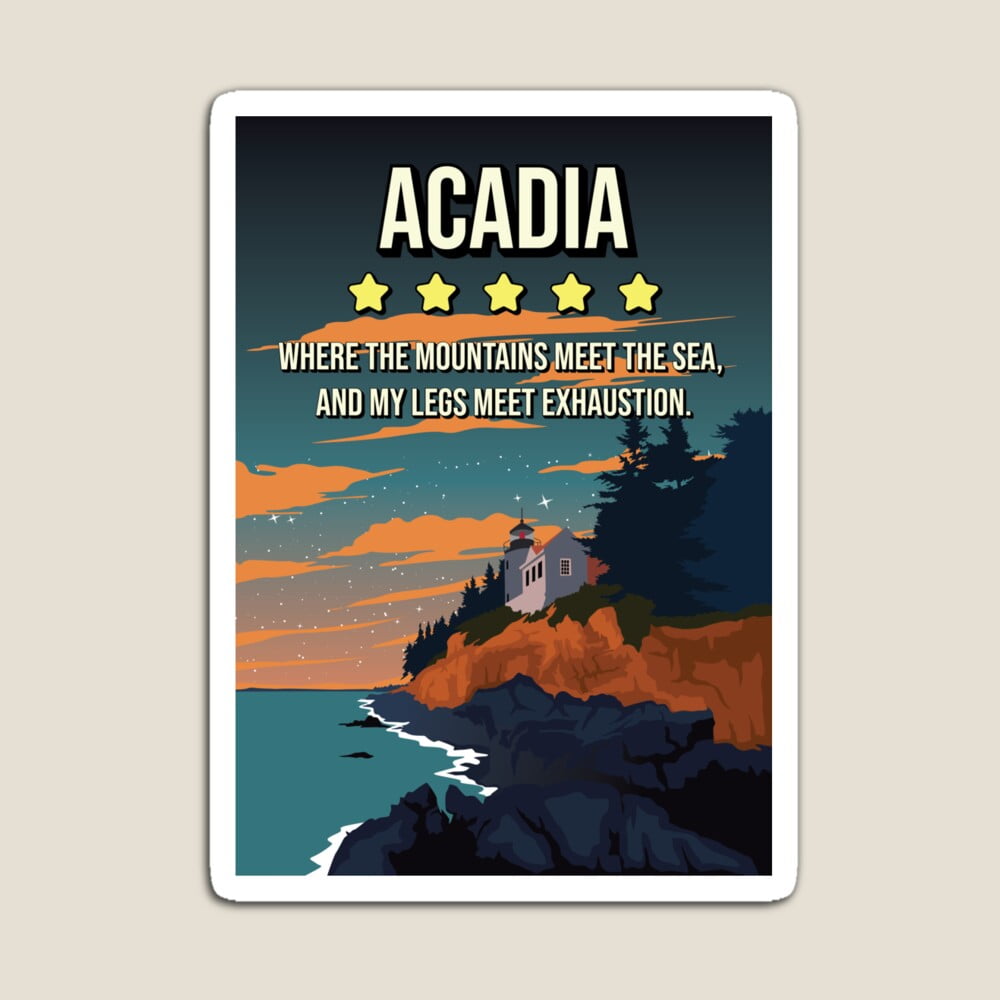 DOPASTICKER 5 Star Acadia National Park 5 Star Review Travel Poster ...