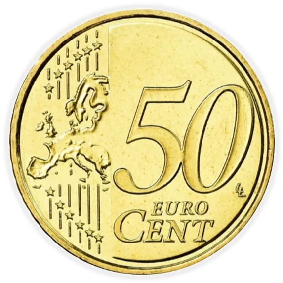 DOPASTICKER 50 Euro Cent Coin Sticker, European Union Eur Currency ...