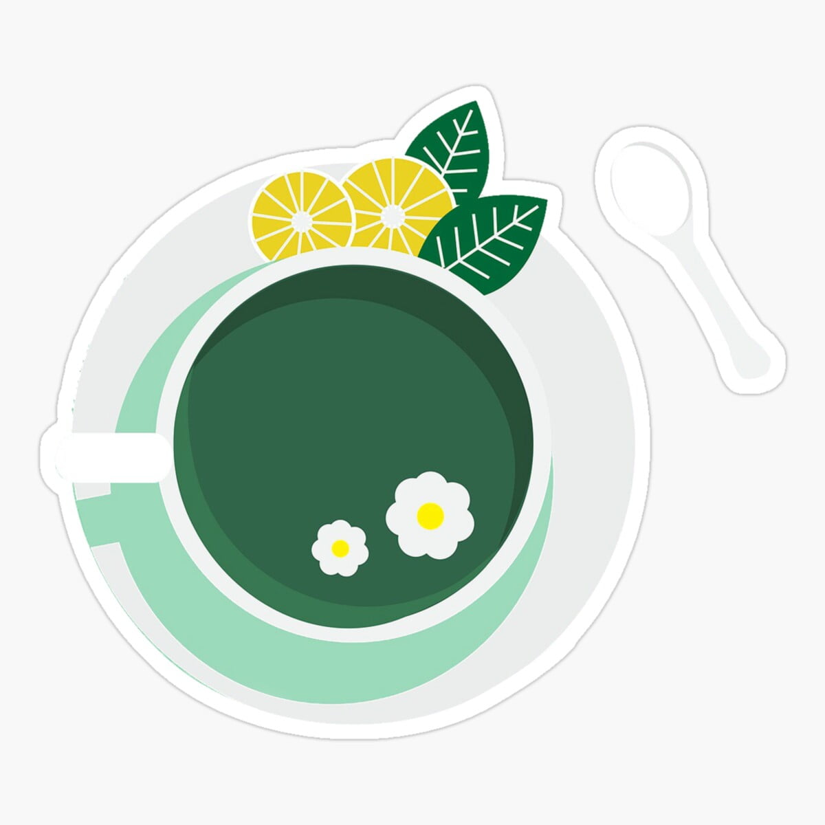 DOPASTICKER A Cup Of Green Tea With Lemon And Mint Sticker, Phone ...
