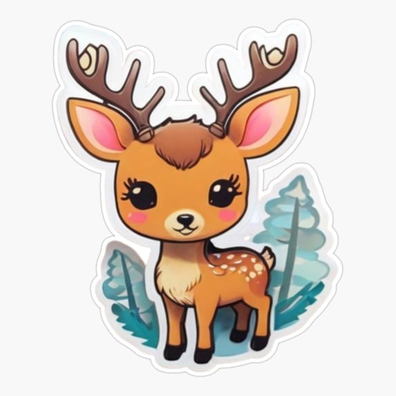 DOPASTICKER A Cute Deer Sticker, Phone Sticker Water Bottle Sticker Car ...