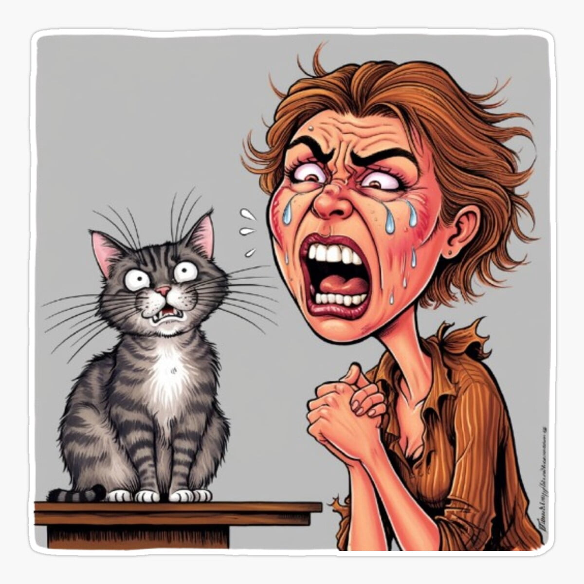 DOPASTICKER A Distressed Woman With A Flushed Teary Face Sticker, Phone ...