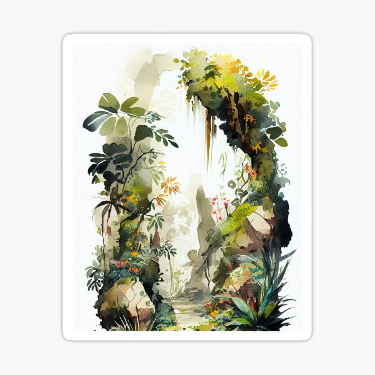 DOPASTICKER A Jungle With Vines And Flowers Growing On Trees Sticker ...