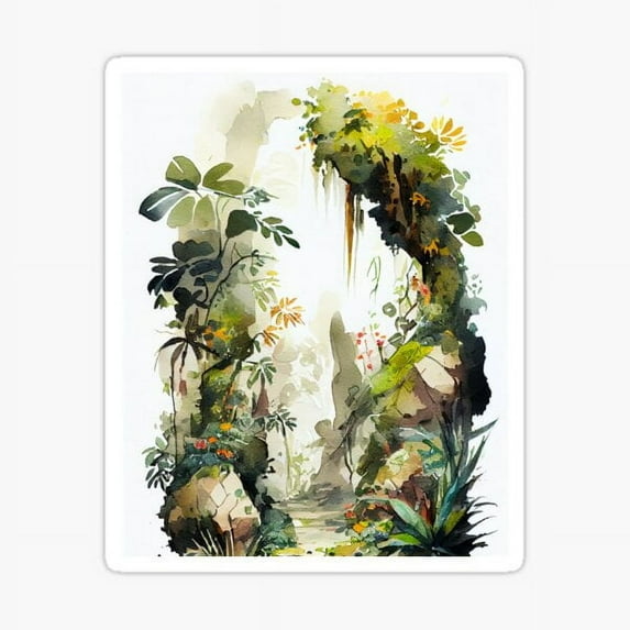 DOPASTICKER A Jungle With Vines And Flowers Growing On Trees Sticker ...