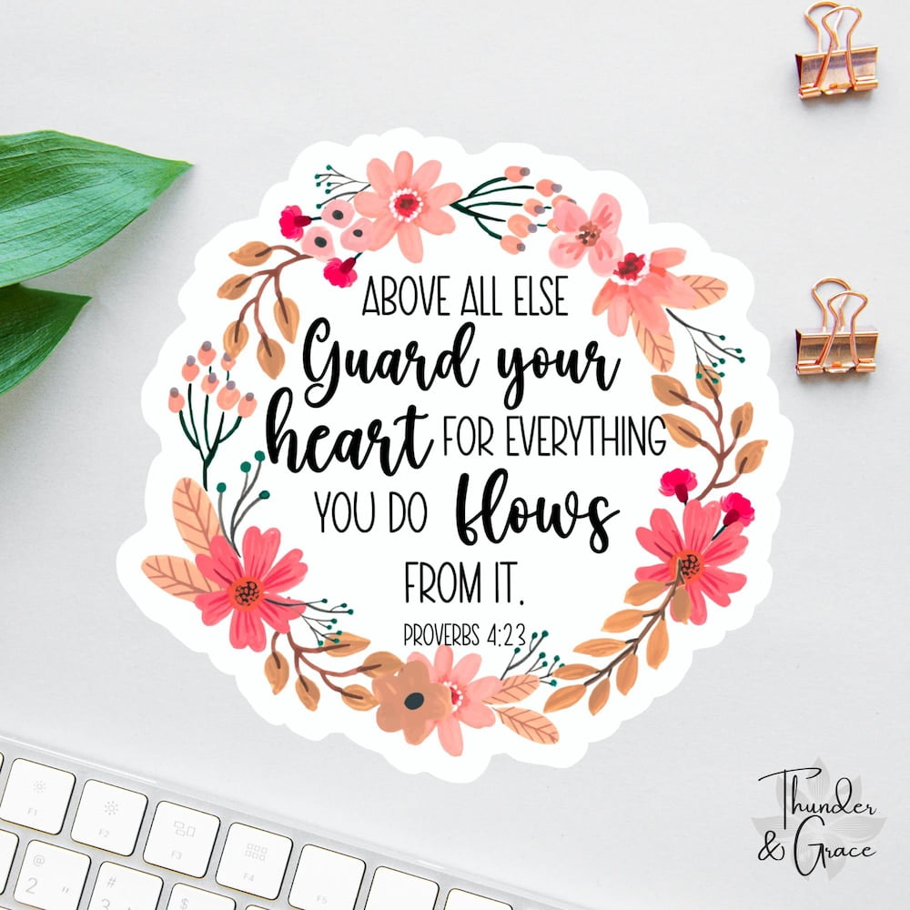 DOPASTICKER Above All Else Guard Your Heart Bible Verse Sticker Phone ...