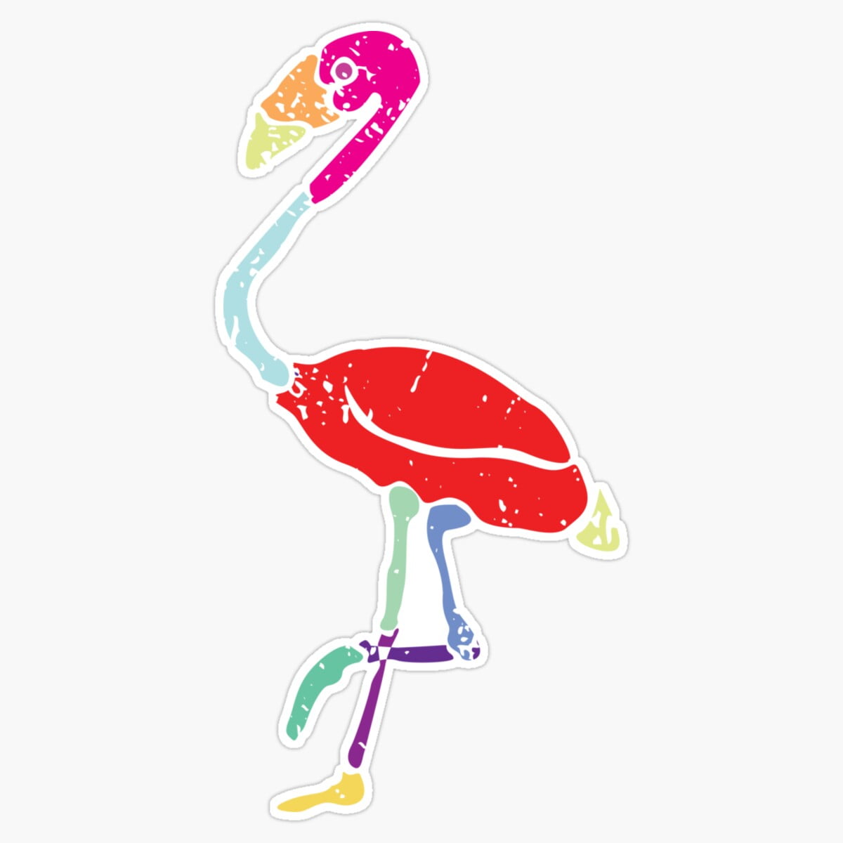 DOPASTICKER Abstract Bird (Flamingo) In Colorful Psychedelic Colors ...