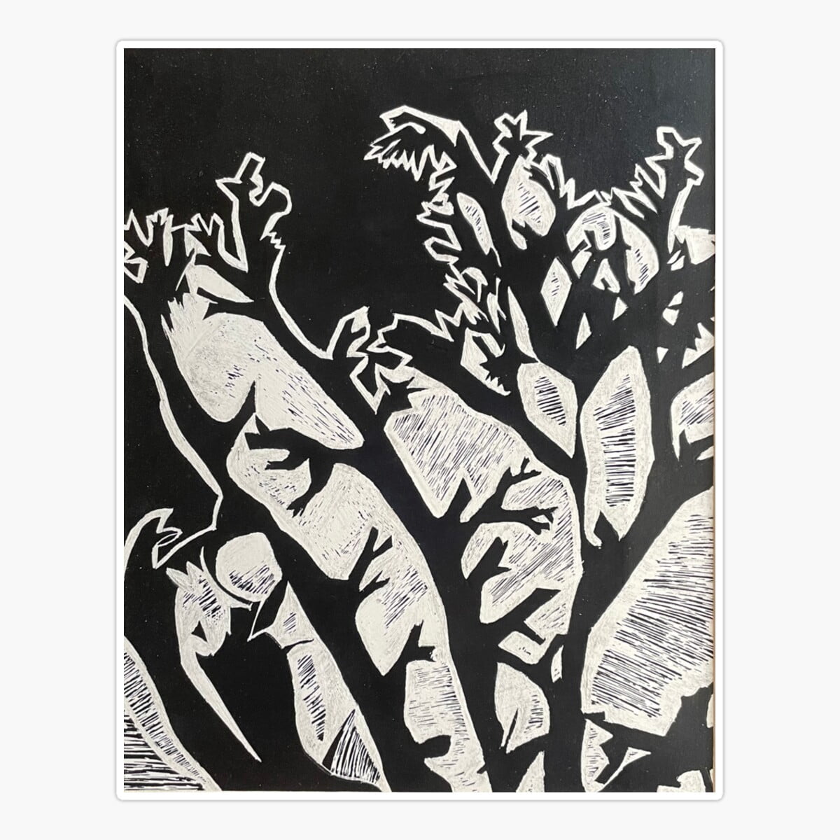 DOPASTICKER Abstract Botanical Block Print Sticker, Phone Sticker Car ...