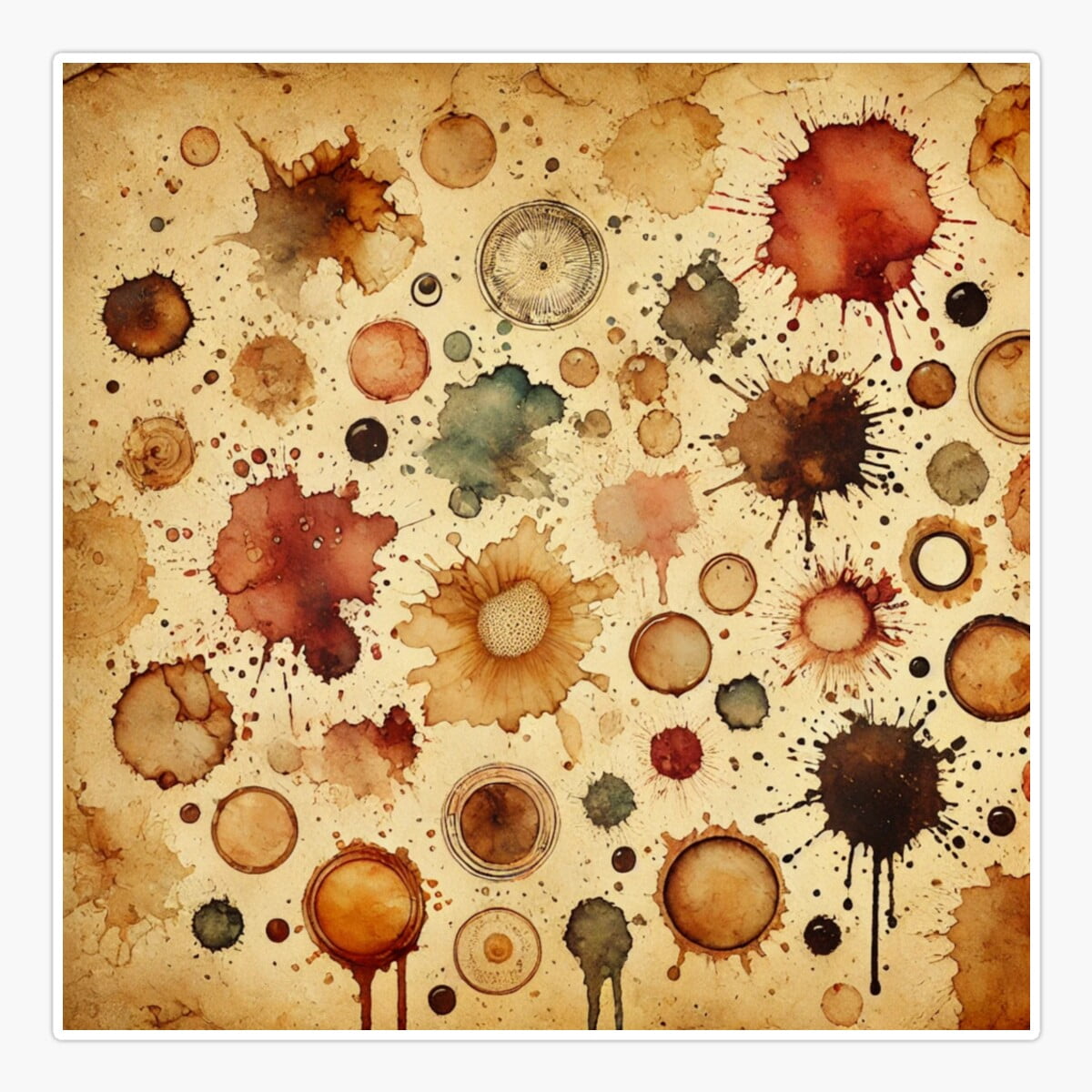 DOPASTICKER Abstract Coffee Splatter Stains, Coffee Texture, Effects ...