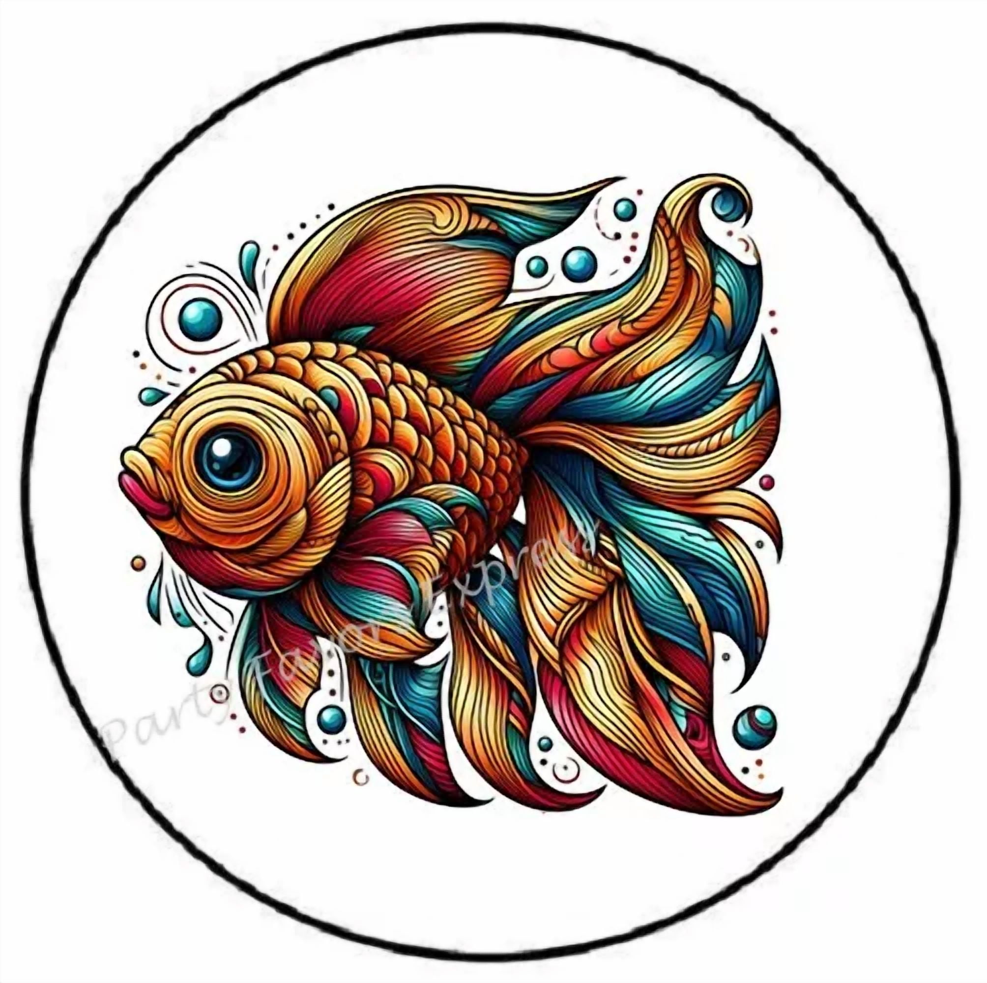 DOPASTICKER Abstract Goldfish Decorative Laptop, Phone Stickers ...