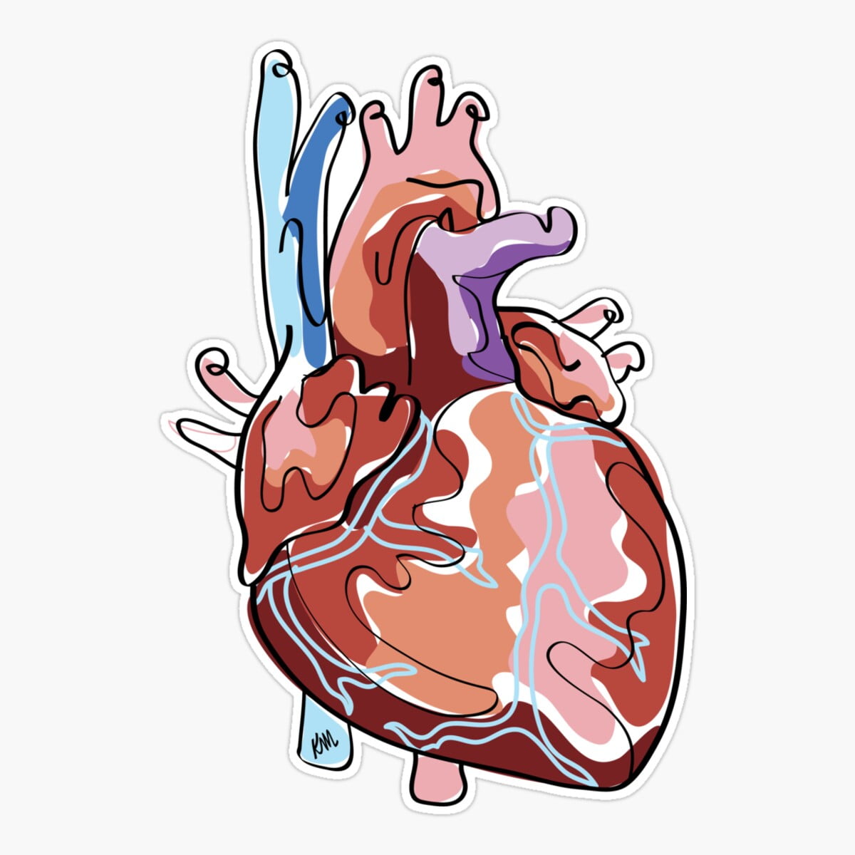 DOPASTICKER Abstract Heart, Fun Anatomy, Abstract Anatomy Sticker ...