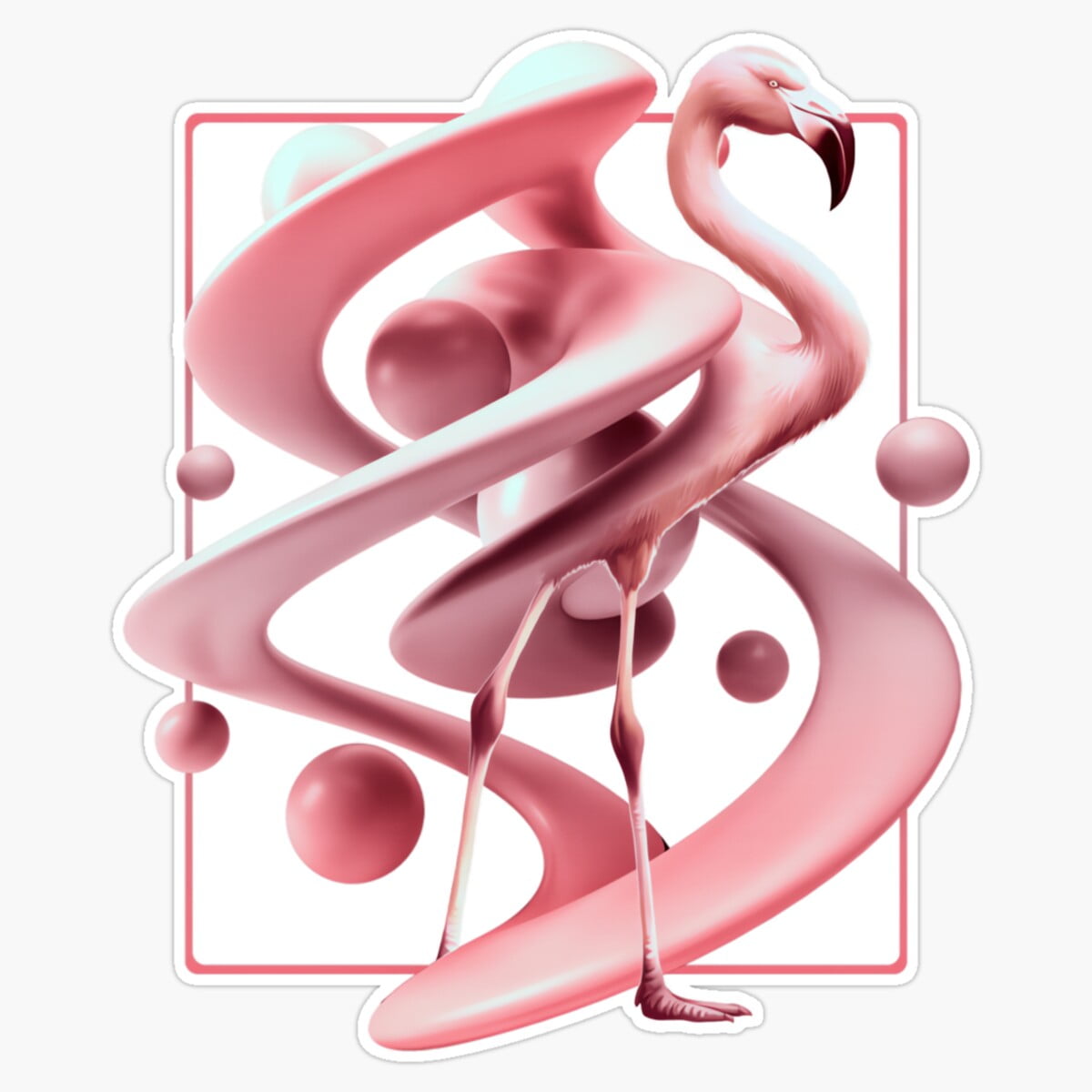 DOPASTICKER Abstract Modern Flamingo Art Sticker, Phone Sticker Car ...