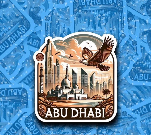 DOPASTICKER Abu Dhabi Travel Sticker Uae For Laptop, Car, Water Bottle ...