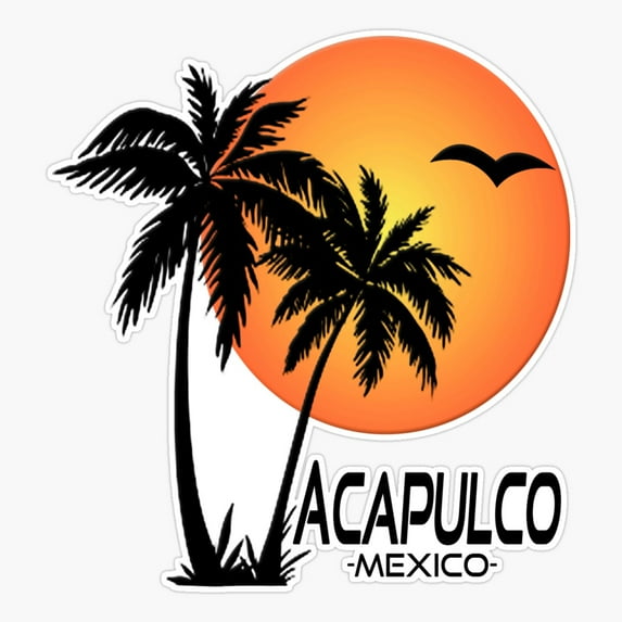 DOPASTICKER Acapulco Mexico Souvenir Sun Palm Trees Sticker, Phone ...