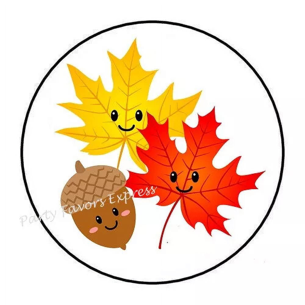 DOPASTICKER Acorn Maple Leaves Fall Autumn Stickers Favors Phone Decal ...